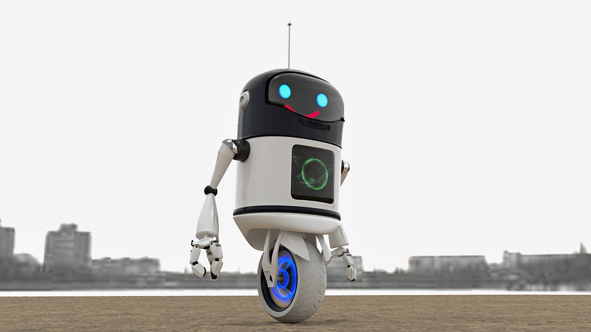 One wheel Robot Rigged 3D model animated rigged | CGTrader