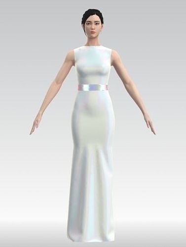 3D model Dress lazer fabric and lazer belt pearl dress VR / AR / low ...