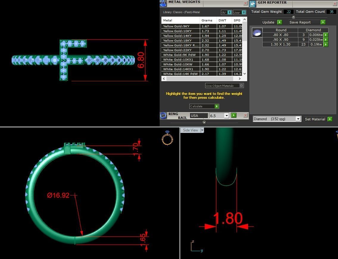 Alphabet Diamond Rings F 3D model 3D printable | CGTrader