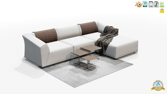 Beautiful Sofa Couch for interior design with tables 3D model | CGTrader