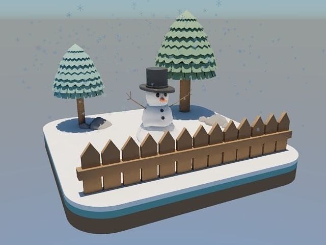 Low-Poly Snowman Diorama free VR / AR / low-poly 3D model | CGTrader