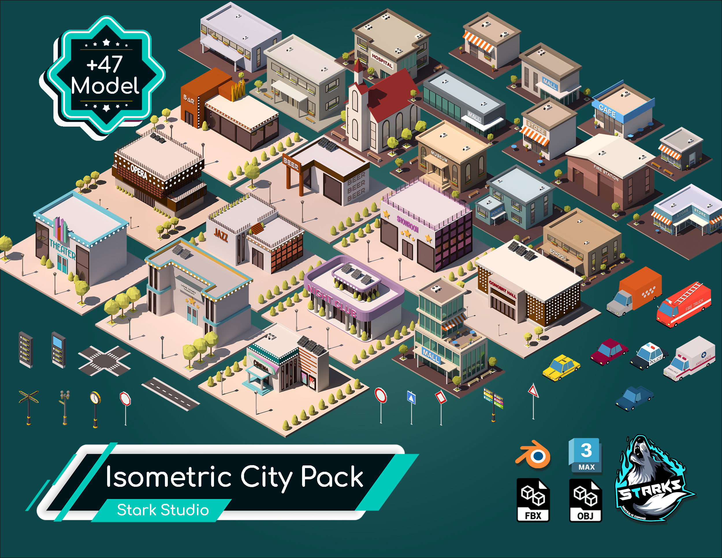 3D model Isometric City VR / AR / low-poly | CGTrader