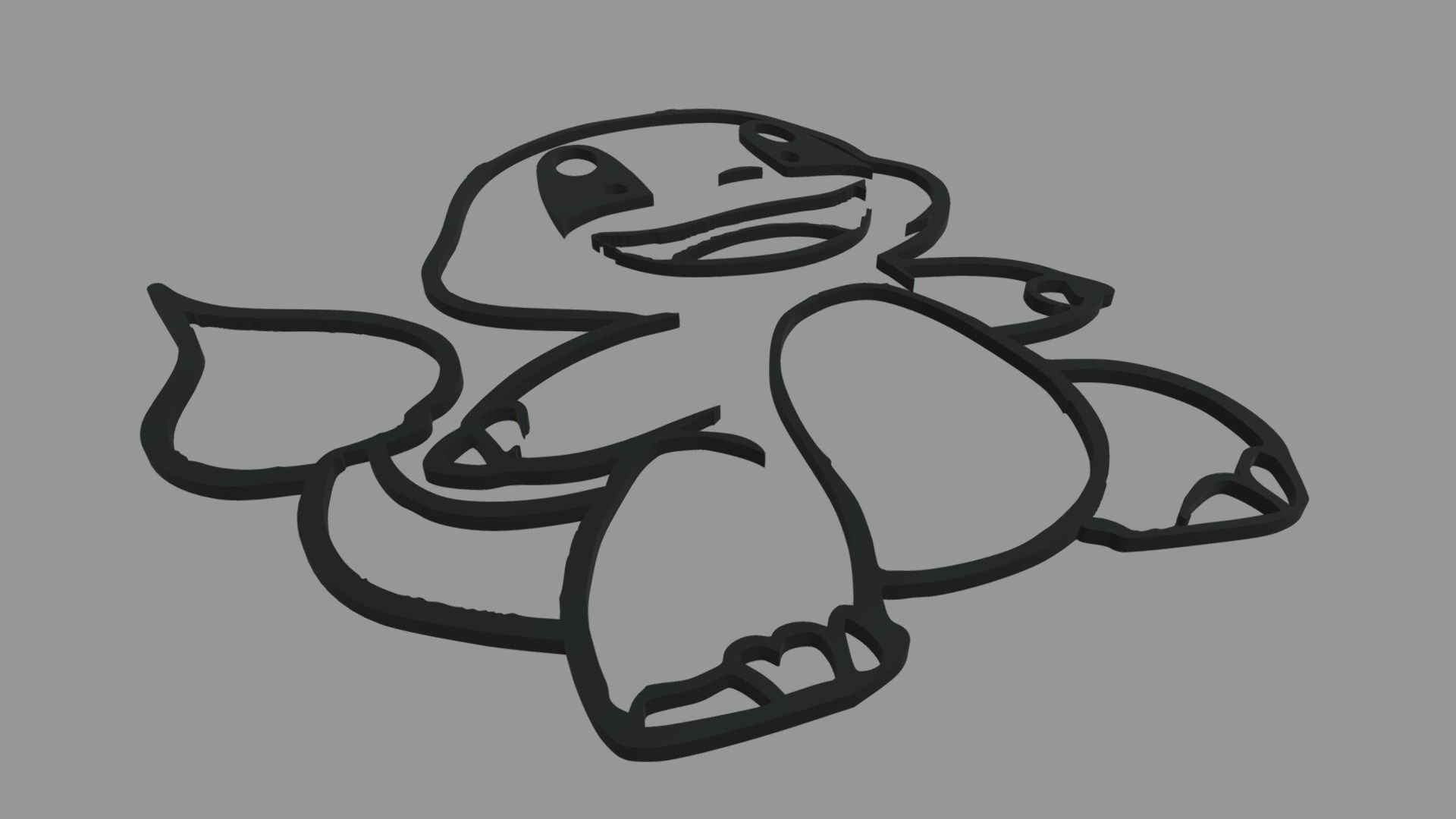 Charmander Wall Silhouette 02 3D model 3D printable | CGTrader
