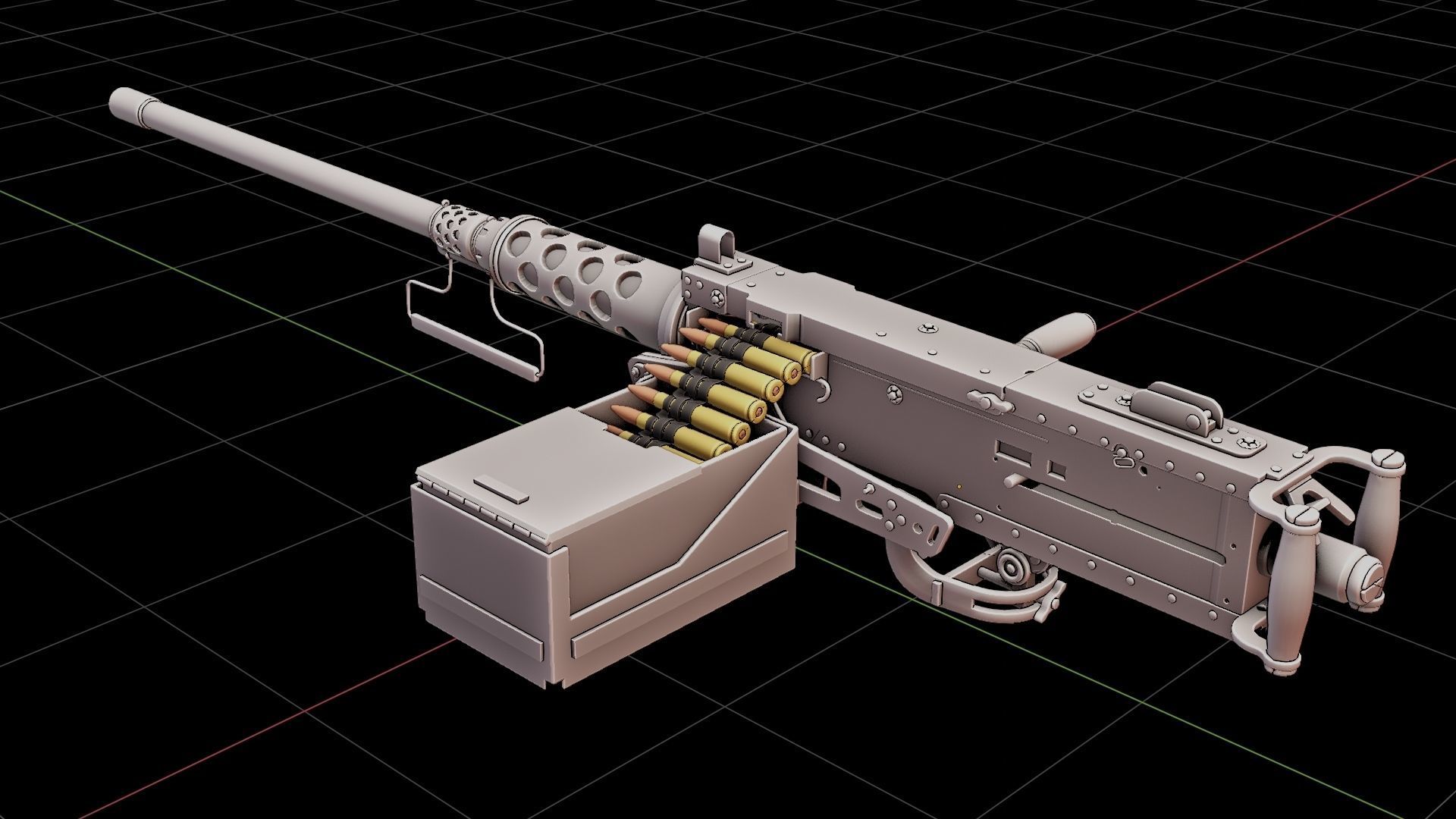 Browning M2 Mounted Machine Gun - Procedurally Animated 3D model ...