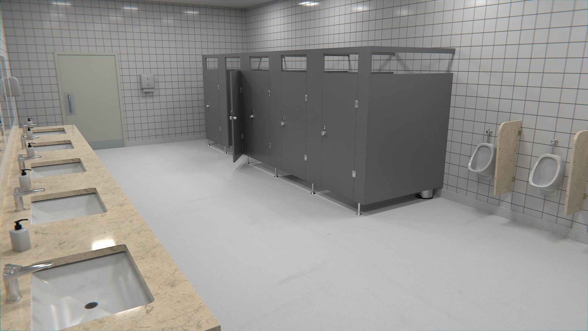 3D model Public Restroom Modular Pack VR / AR / low-poly | CGTrader