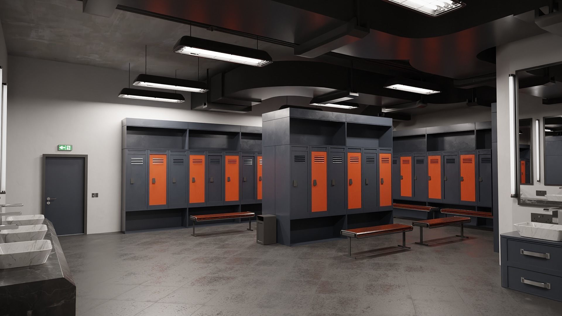 3D model Modern Gym Locker Room VR / AR / low-poly | CGTrader