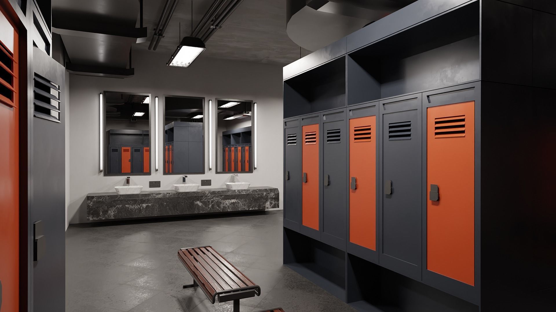 3D model Modern Gym Locker Room VR / AR / low-poly | CGTrader