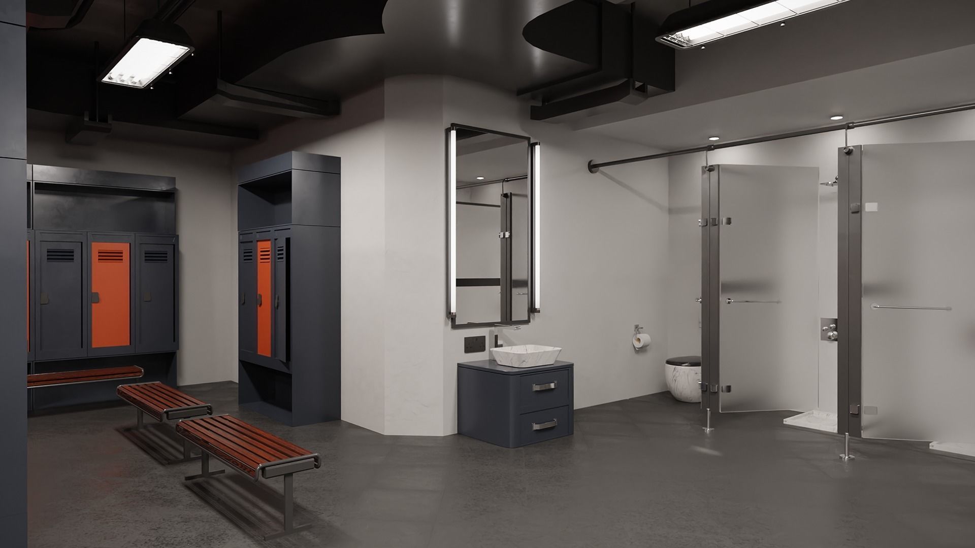 3D model Modern Gym Locker Room VR / AR / low-poly | CGTrader