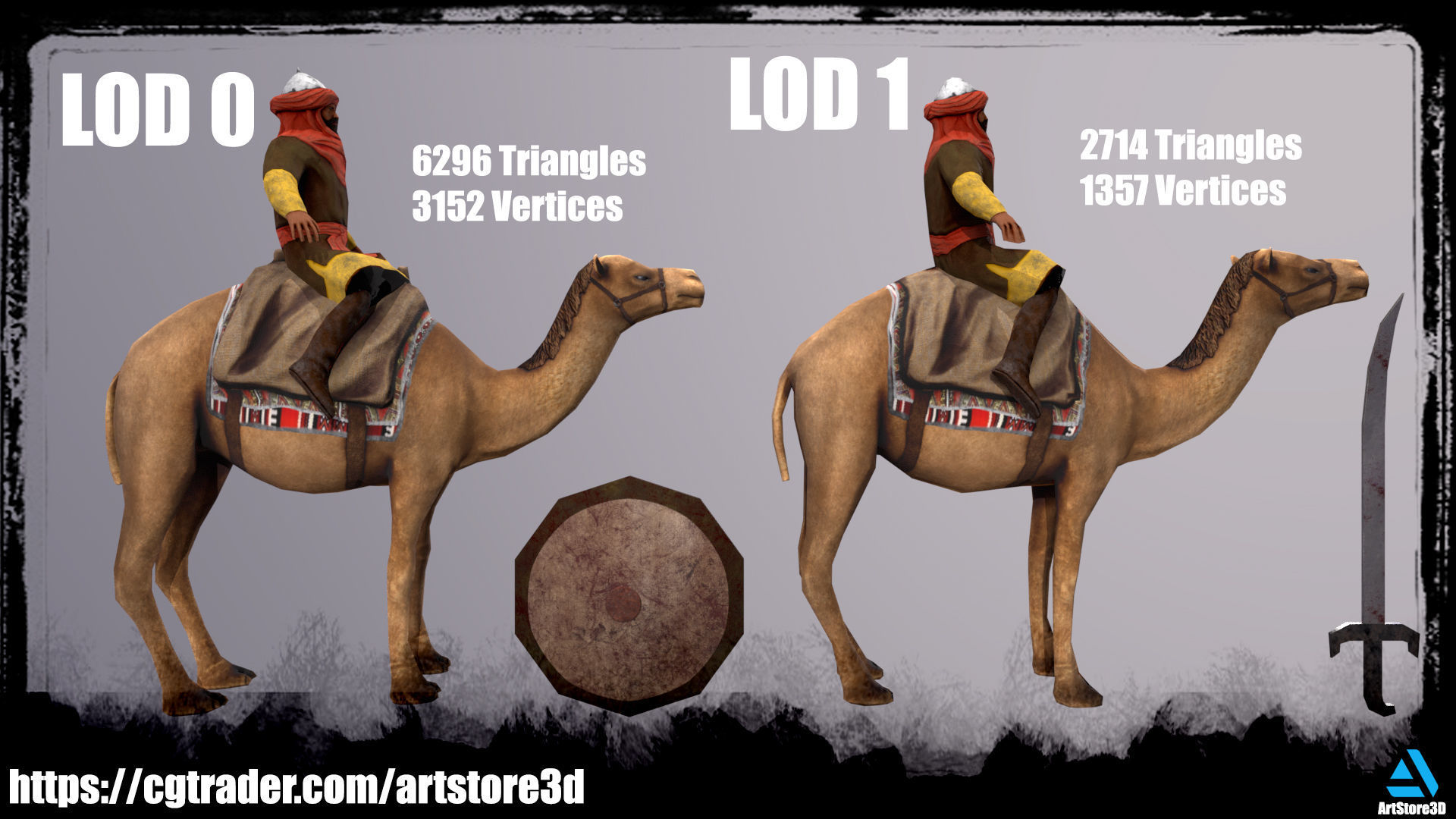 3D model Warrior Camel Rider-Arab-Optimize VR / AR / low-poly | CGTrader