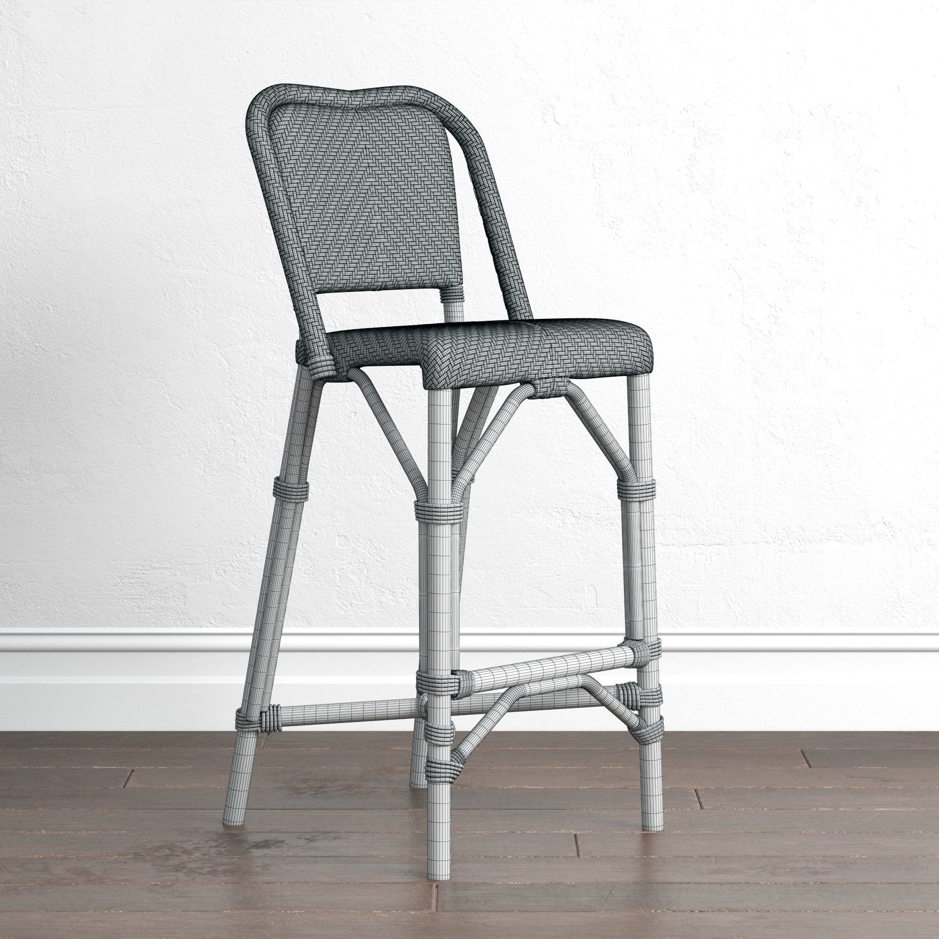 Clifton Rattan Barstool Chevron 3D model | CGTrader