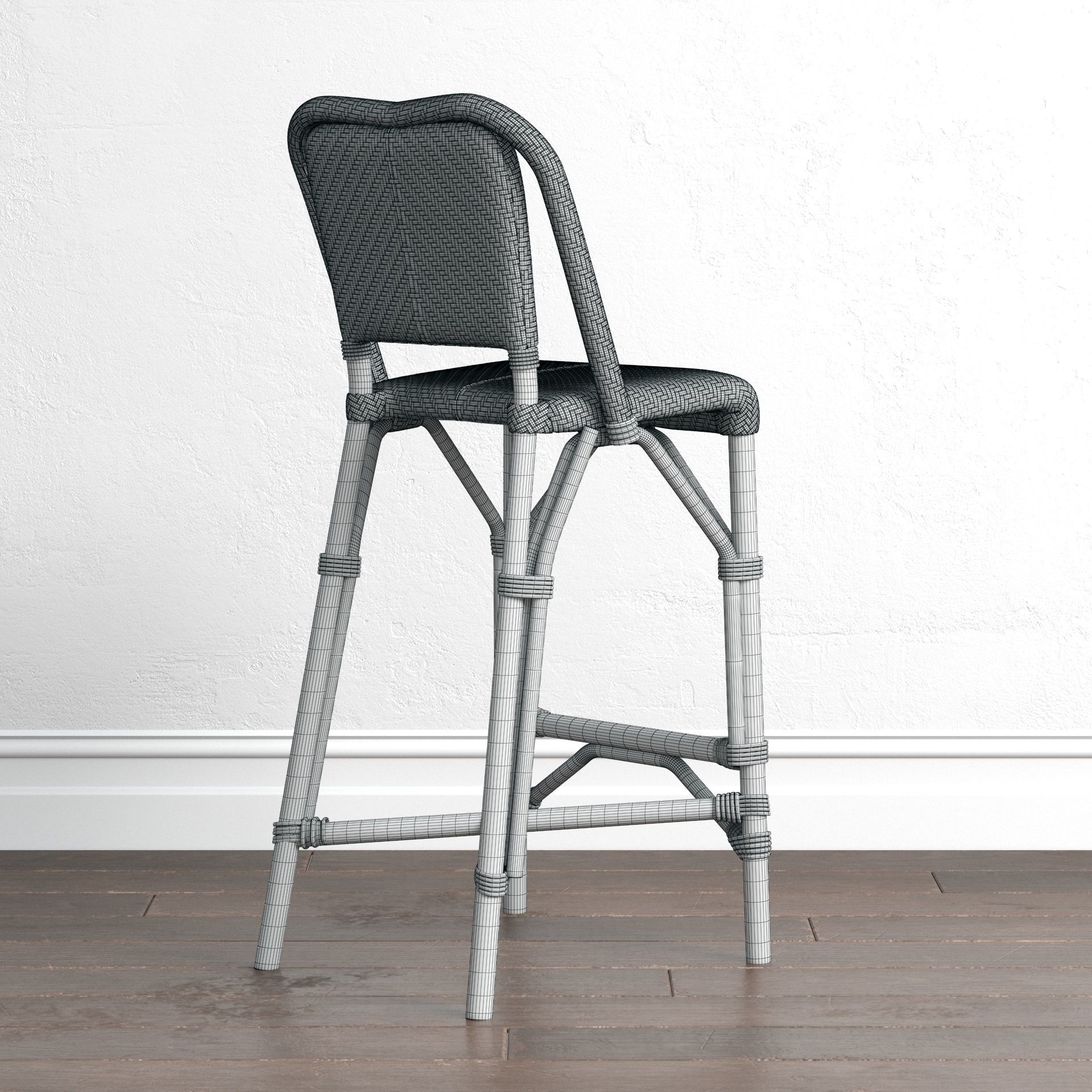 Clifton Rattan Barstool Chevron 3D model | CGTrader