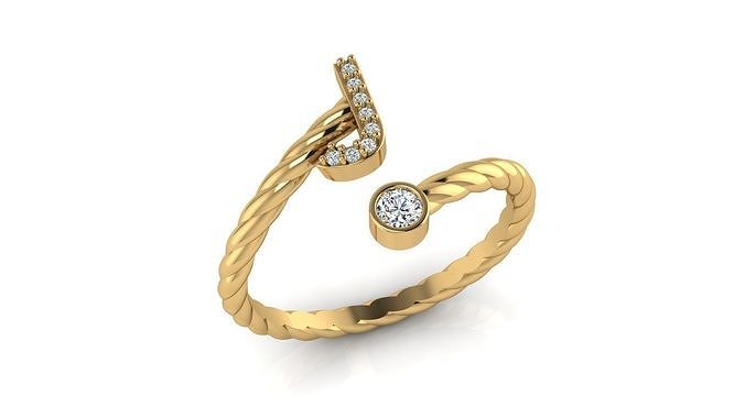 Alphabet Rope Diamond Rings J 3D model 3D printable | CGTrader