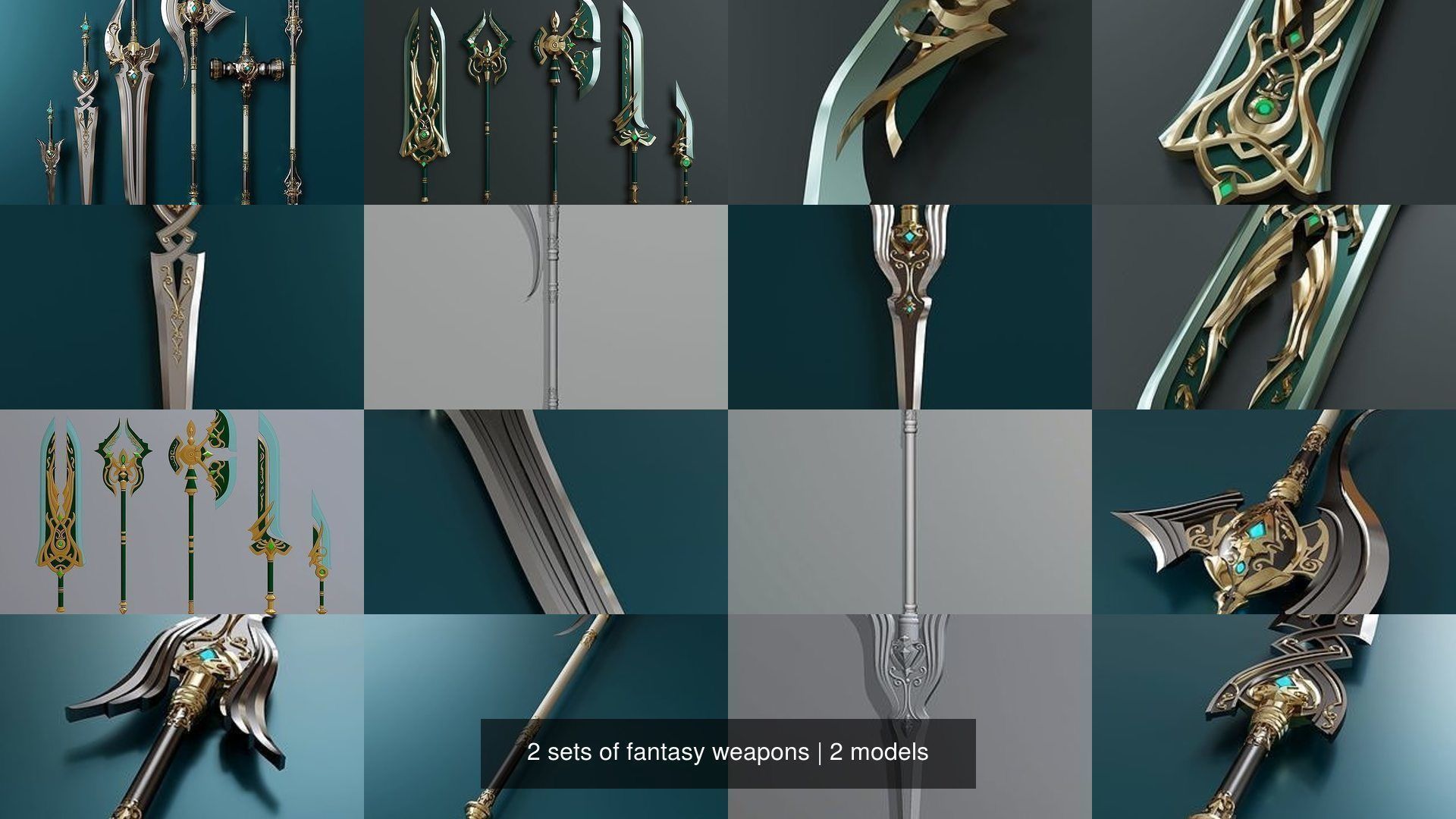 2 sets of fantasy weapons 3D Model Collection | CGTrader