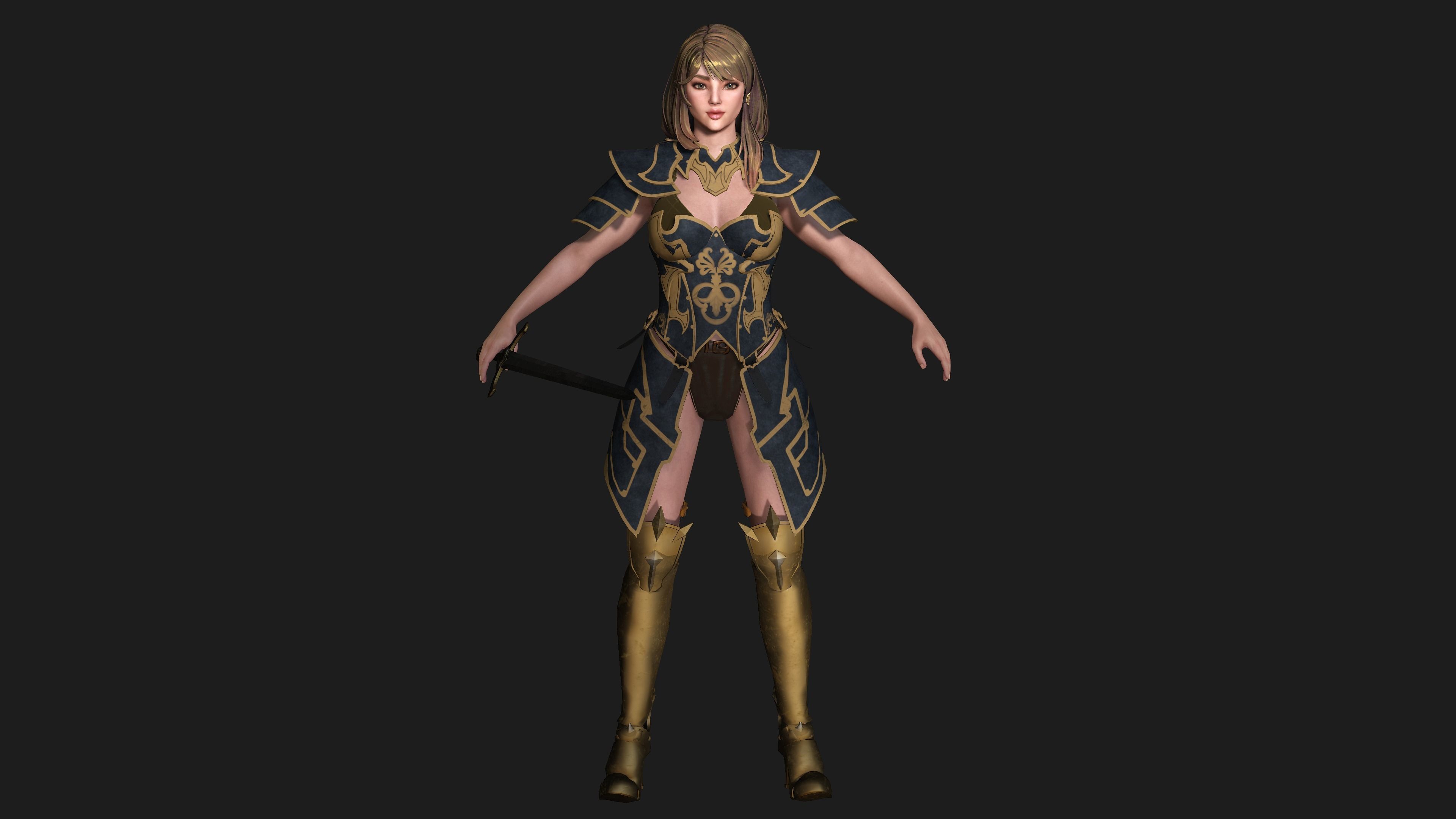 3D model AAA 3D FANTASY FEMALE WARIOR KNIGHT-REALISTIC RIG GAME ...