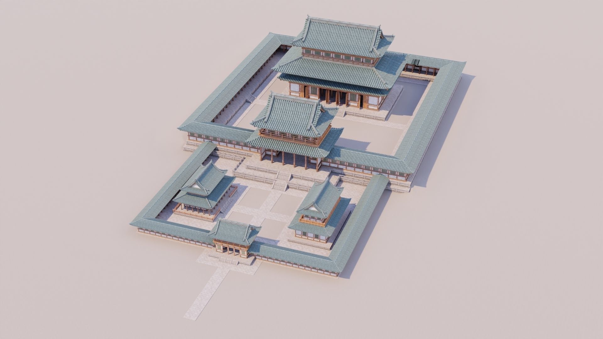 3D model Japanese Modular Temple Full Map VR / AR / low-poly | CGTrader