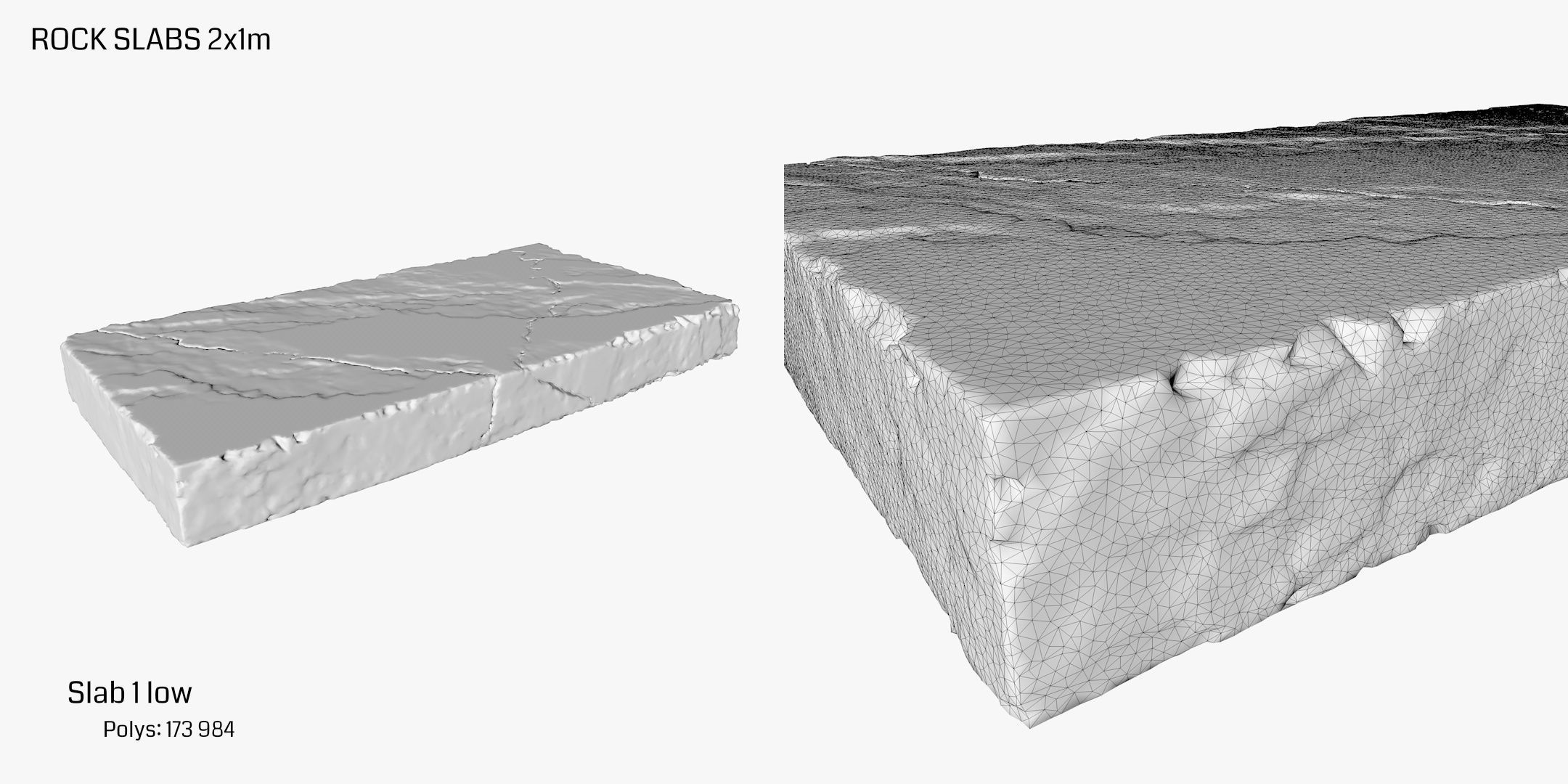 Rock slabs 2x1m 3D model | CGTrader