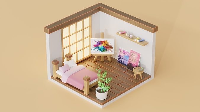 Isometric cozy room 3D model | CGTrader
