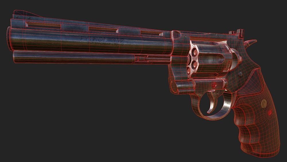 3D model PBR Colt Python 357 Magnum Revolver Mid-poly game ready VR ...