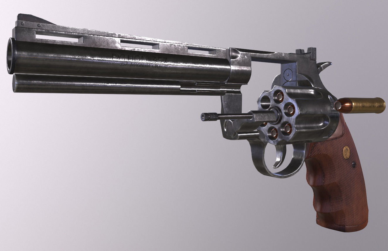 3D model PBR Colt Python 357 Magnum Revolver Mid-poly game ready VR ...