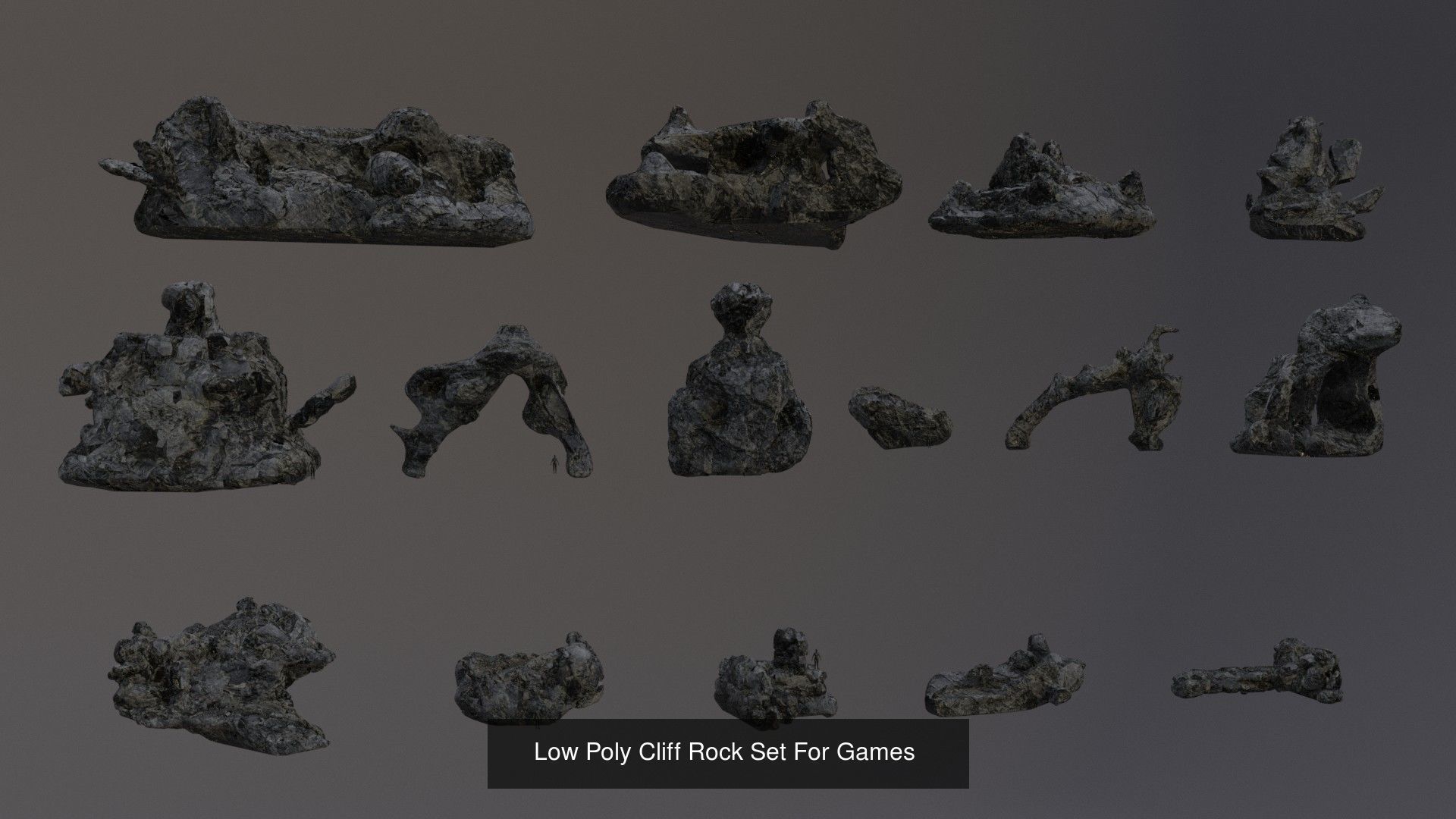 3D Model Collection Low Poly Cliff Rock Set For Games VR / AR / low ...