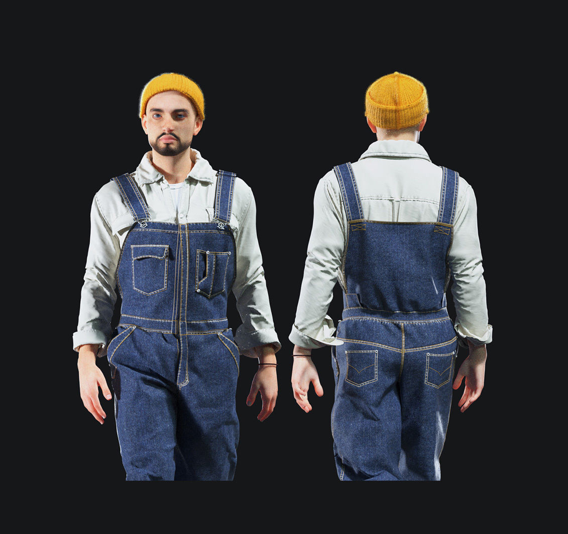 Farmer men outfit 3D model rigged | CGTrader