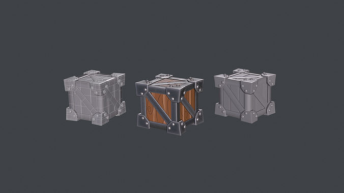 3D model Stylized Wooden Box - 3d model low poly VR / AR / low-poly ...