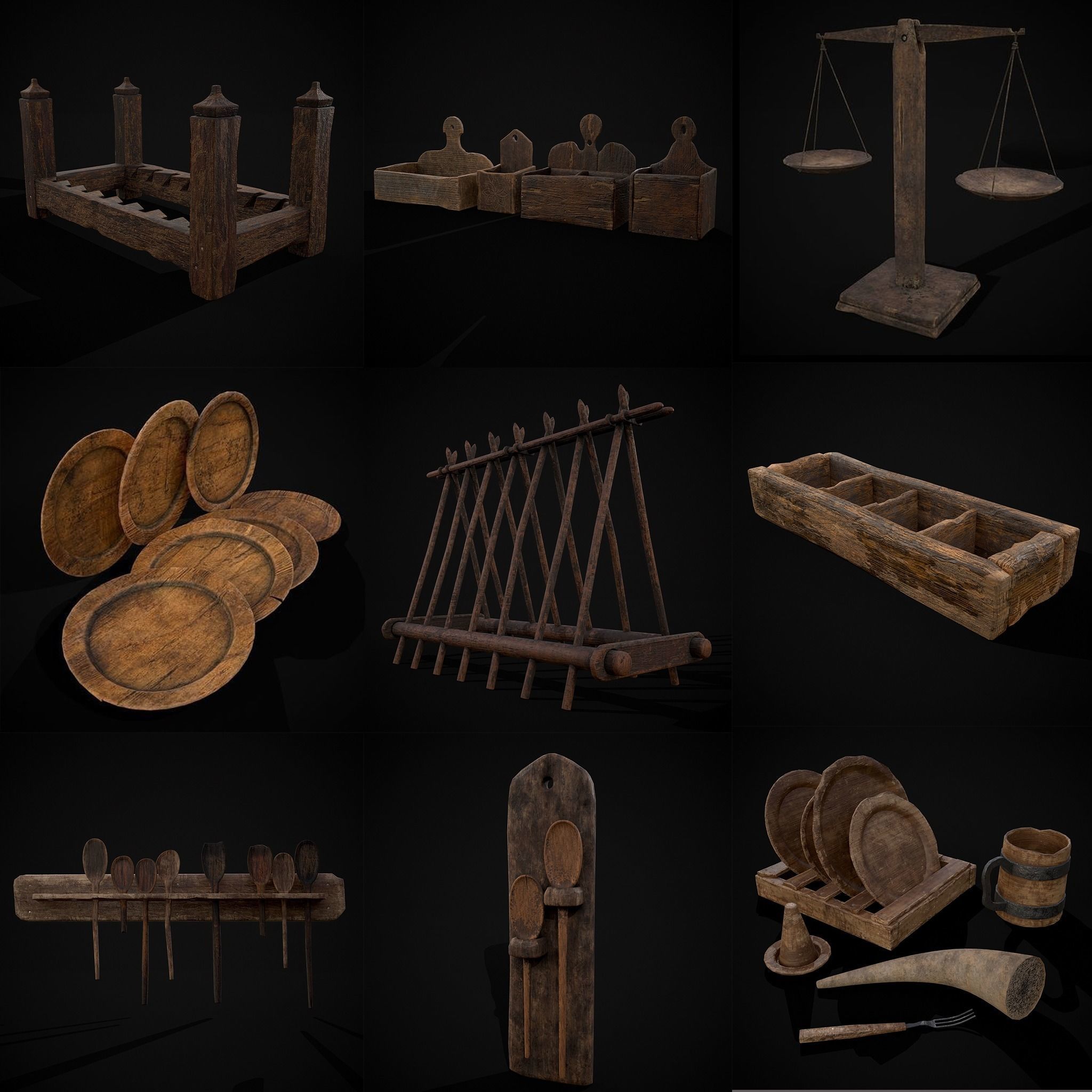 3D Model Collection Medieval Props Mix Forty One VR / AR / low-poly ...