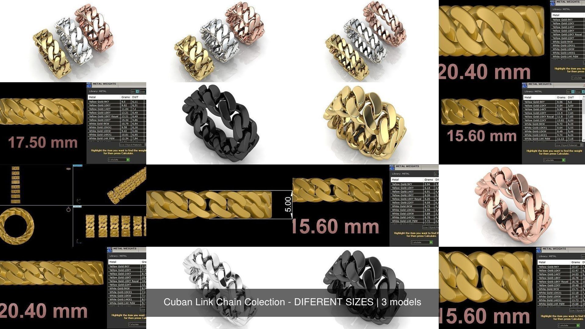 Cuban Link Chain Colection - DIFERENT SIZES 3D Model Collection | CGTrader