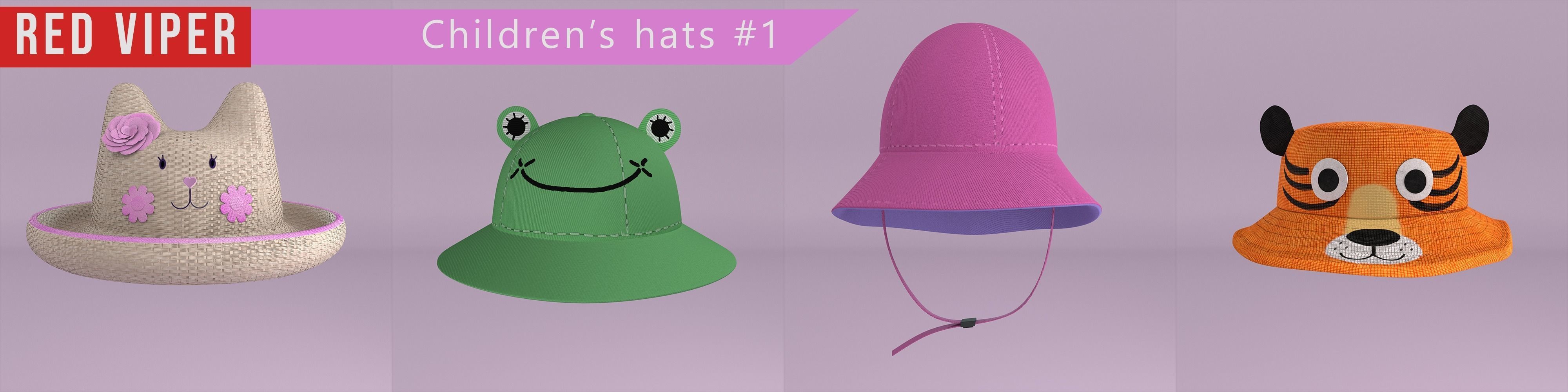 3D model Childrens stylized hats Mid Low Poly VR / AR / low-poly | CGTrader