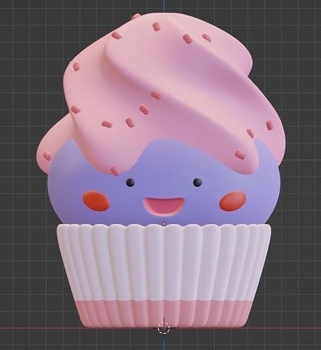 Cute pink purple cupcake free 3D model 3D printable | CGTrader