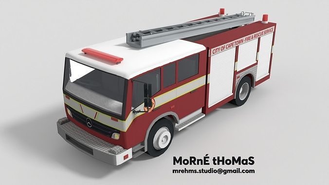 Cape Town Fire Engine free 3D model rigged | CGTrader