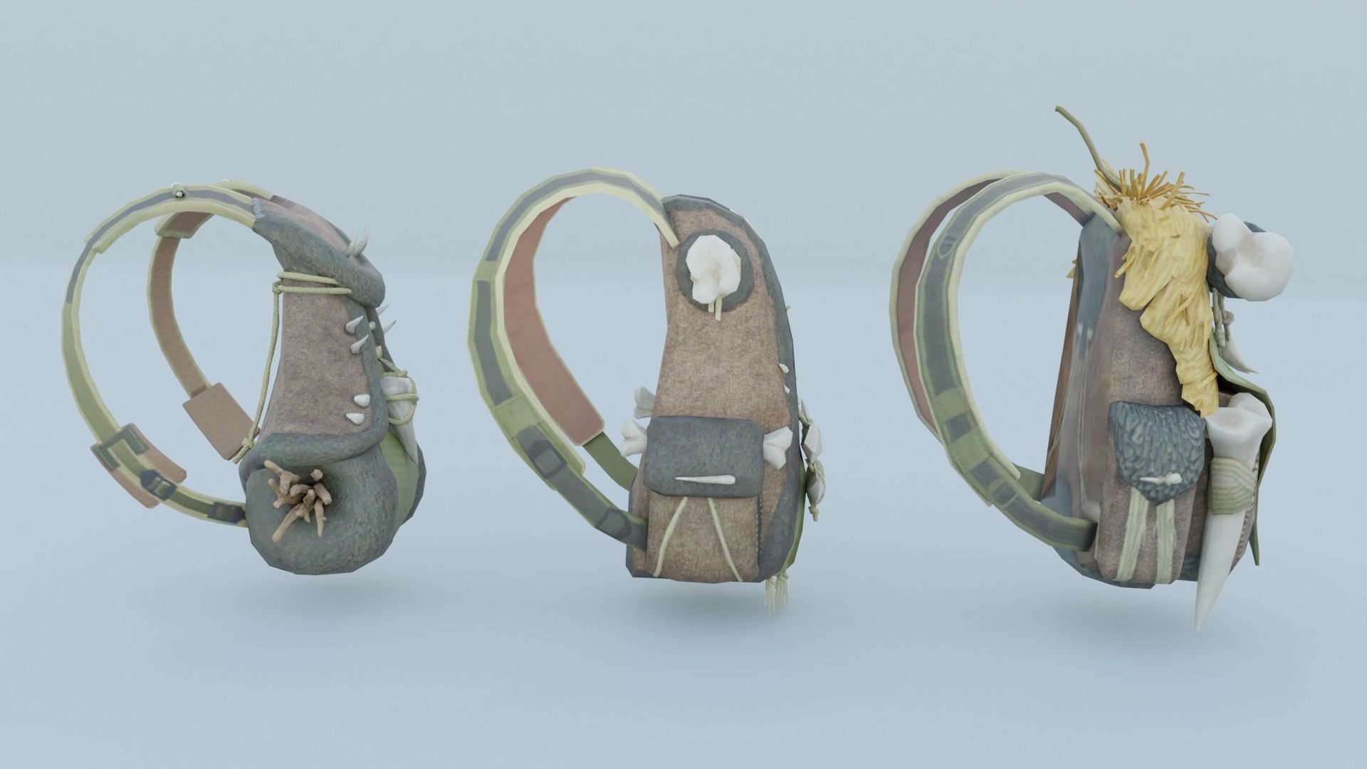 Bag 3x Wasteland Explorer Backpack 3D model | CGTrader