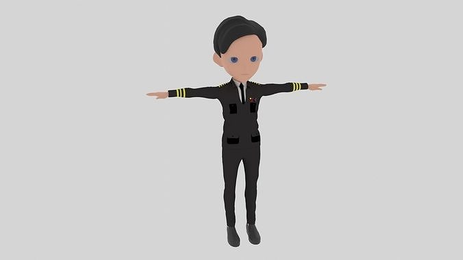 3D model Commander - Cartoon Character Man VR / AR / low-poly | CGTrader