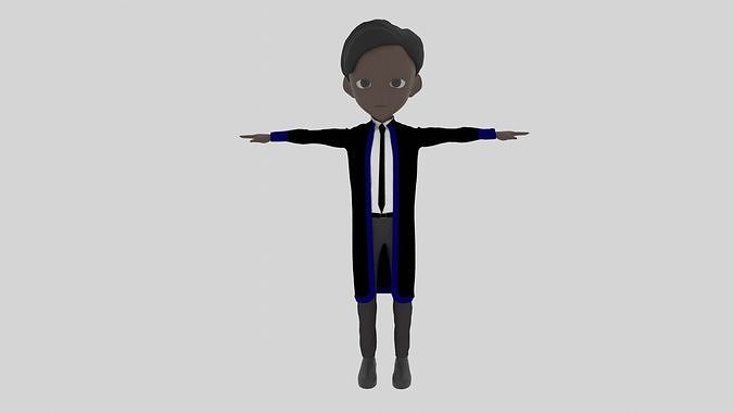 3D model Graduate - Cartoon Character Afro Man VR / AR / low-poly ...