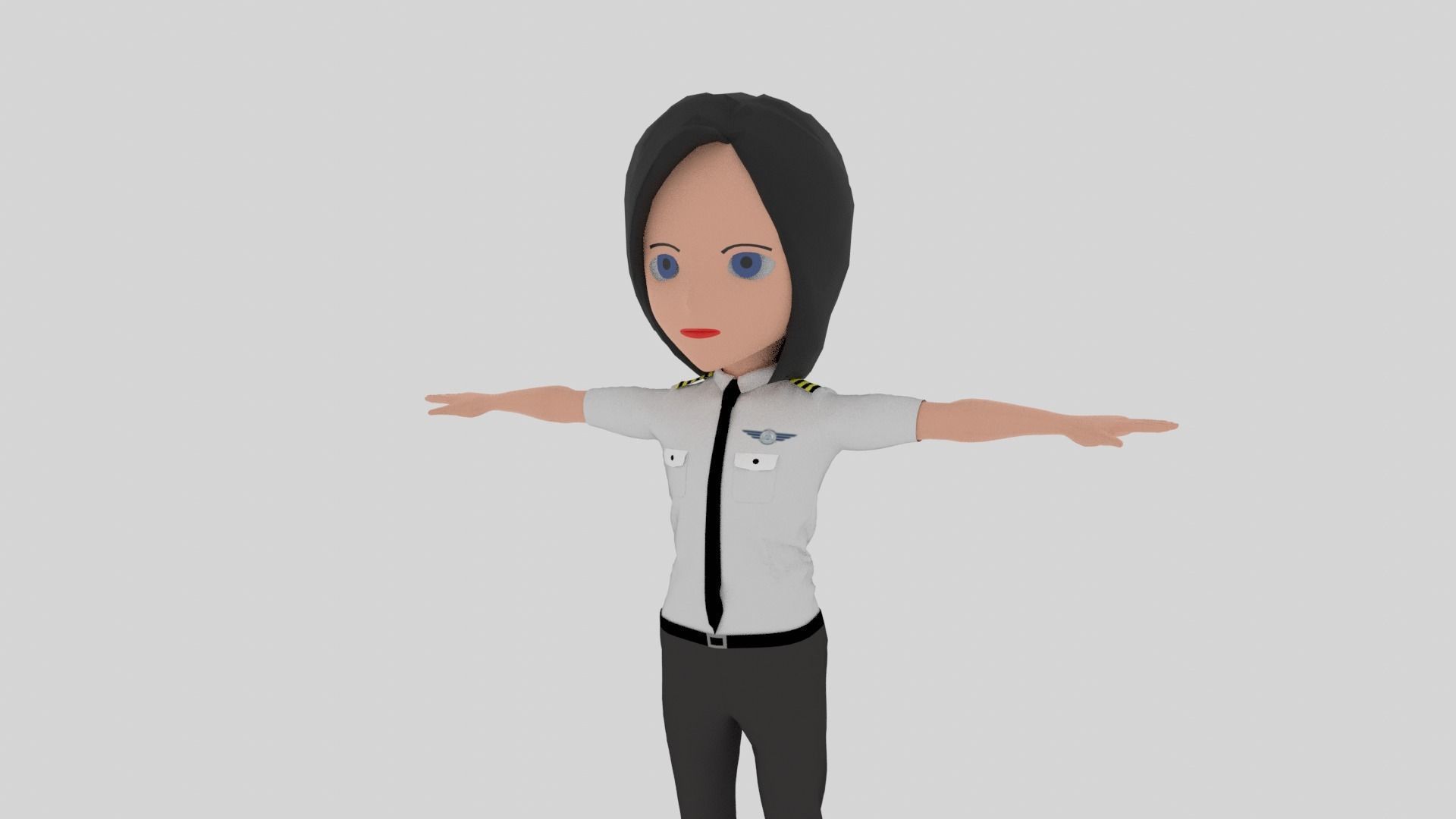 3D model Pilot - Cartoon Character Woman VR / AR / low-poly | CGTrader