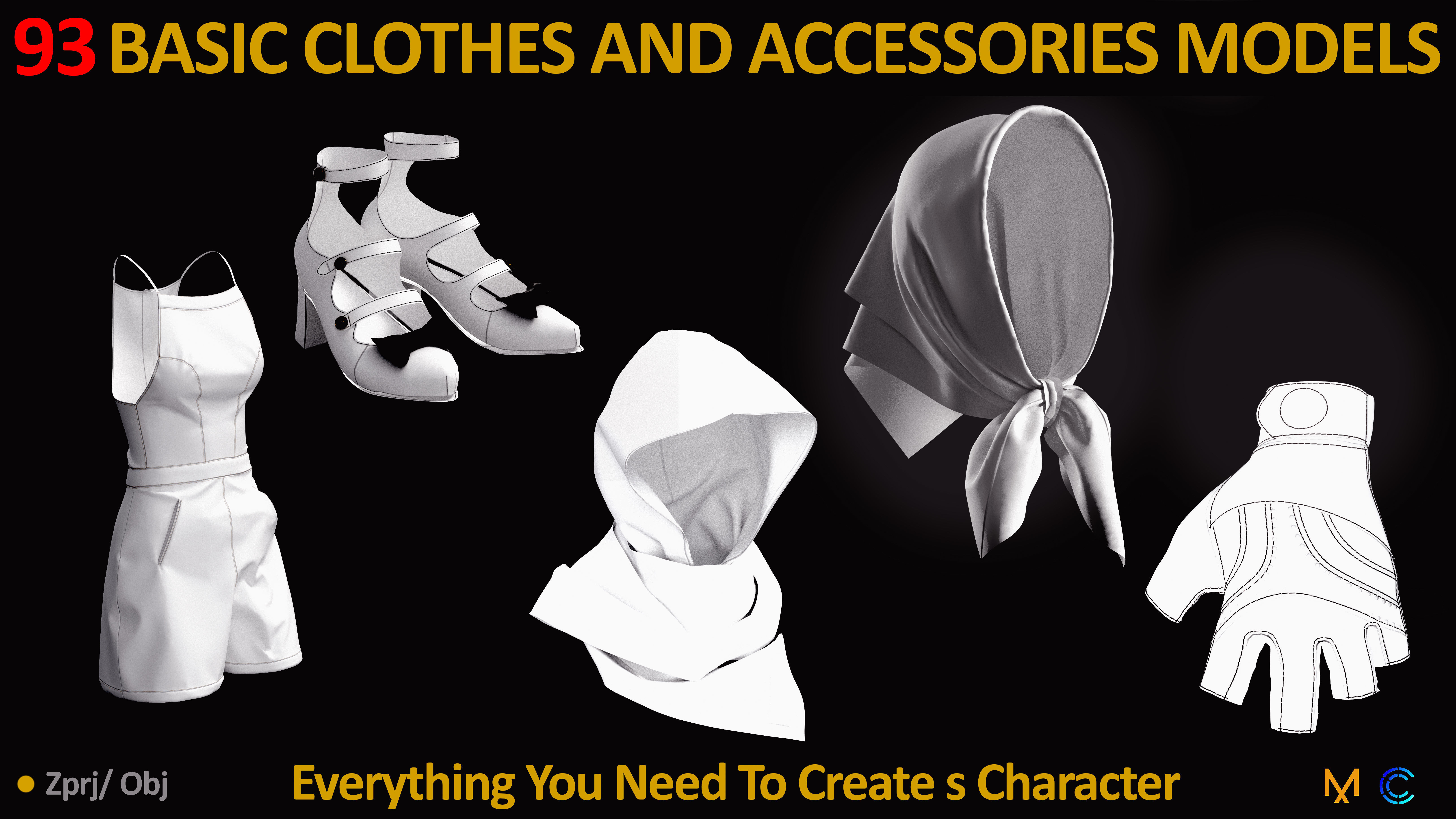3D model 93 BASIC CLOTHES AND ACCESSORIES MODELS VR / AR / low-poly ...