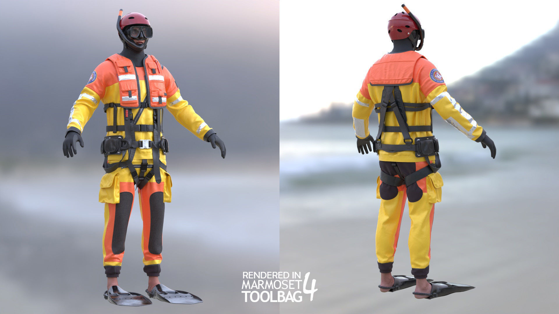 3D model Man - Rescue Swimmer - Modular - Rigged VR / AR / low-poly ...
