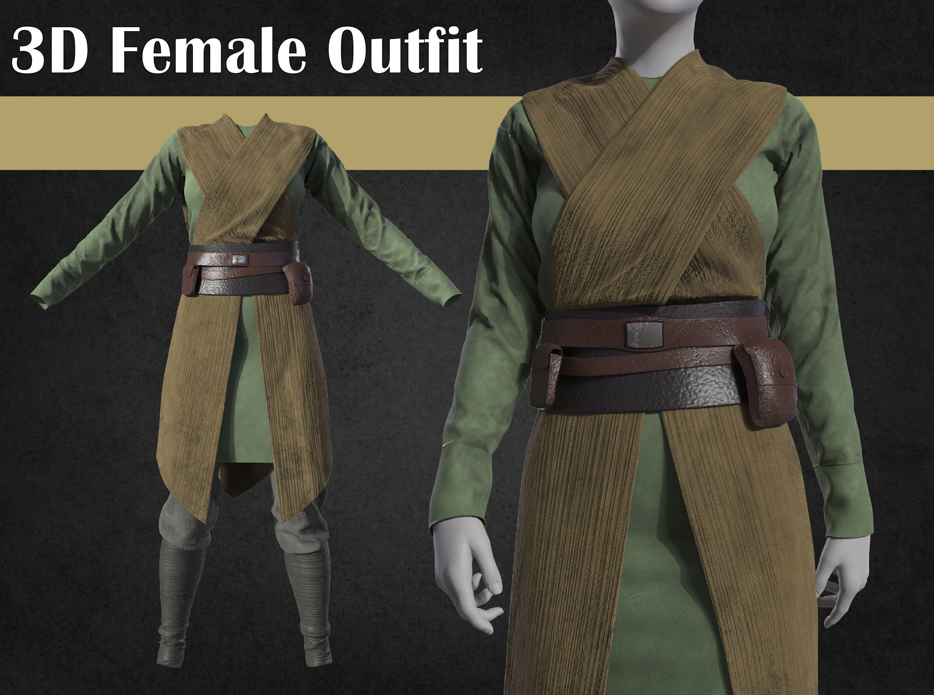 3D woman outfit character clothing 3D model | CGTrader
