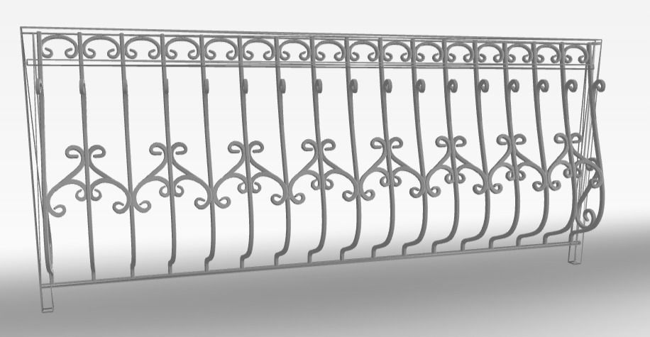 Wrought iron balcony railing 3D model gltf obj 3D model | CGTrader