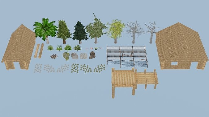 3D model PS1-Style Nature-Vegetation Kit VR / AR / low-poly | CGTrader
