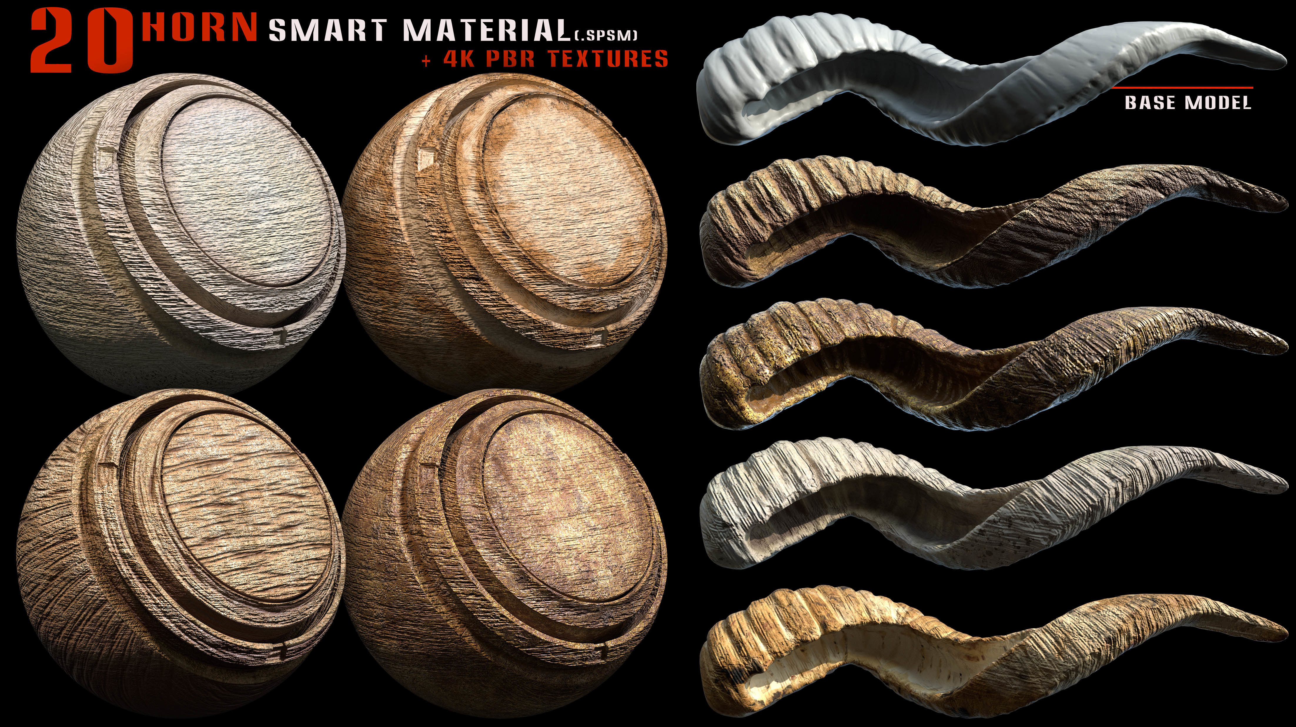 20 Horn Smart Material and 4k Pbr Textures - Vol 9 Texture | CGTrader