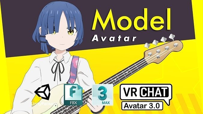 Ryo Yamada Bocchi the Rock VRChat Avatar 3D model rigged | CGTrader