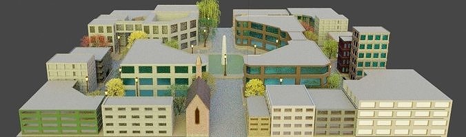 3D model Small Town VR / AR / low-poly | CGTrader
