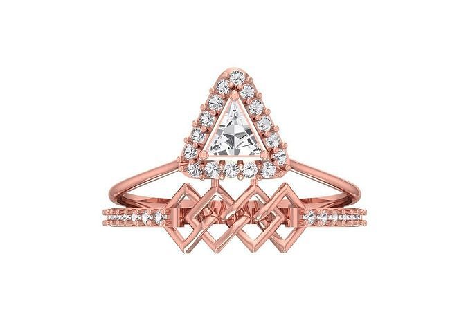 Women Wedding Engagement Triangle stone Ring 3D model 3D printable ...
