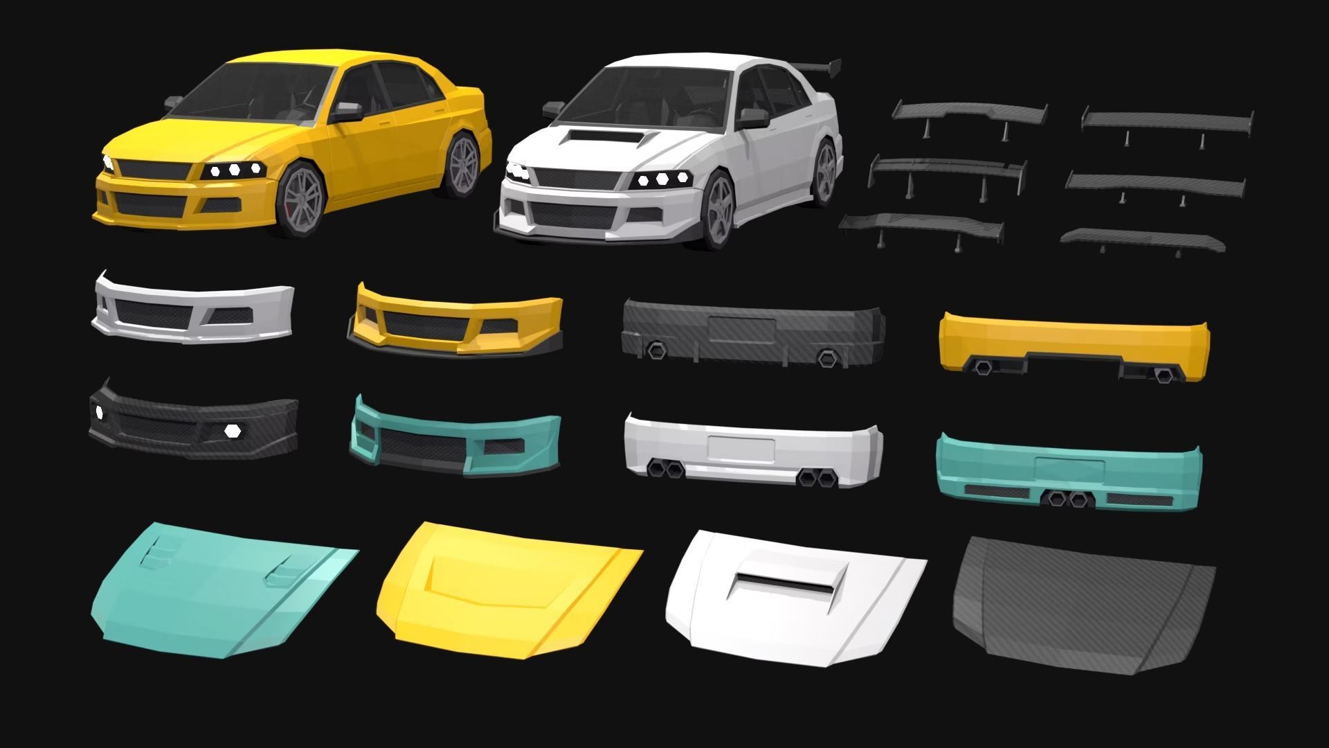 3D model Low Poly - Customizable Cars VR / AR / low-poly | CGTrader