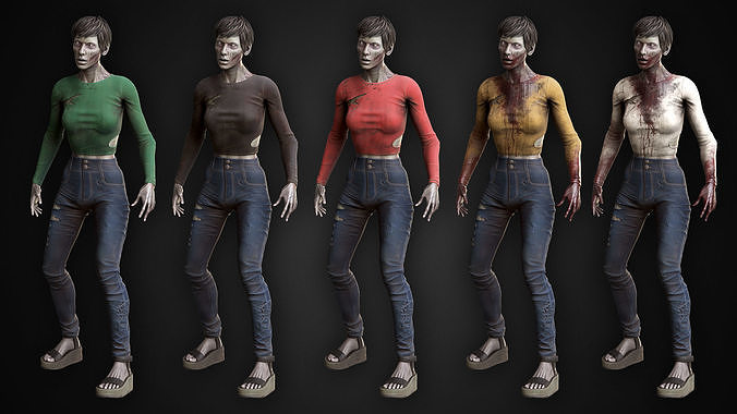 3D model Female Zobie in Jeans VR / AR / low-poly | CGTrader