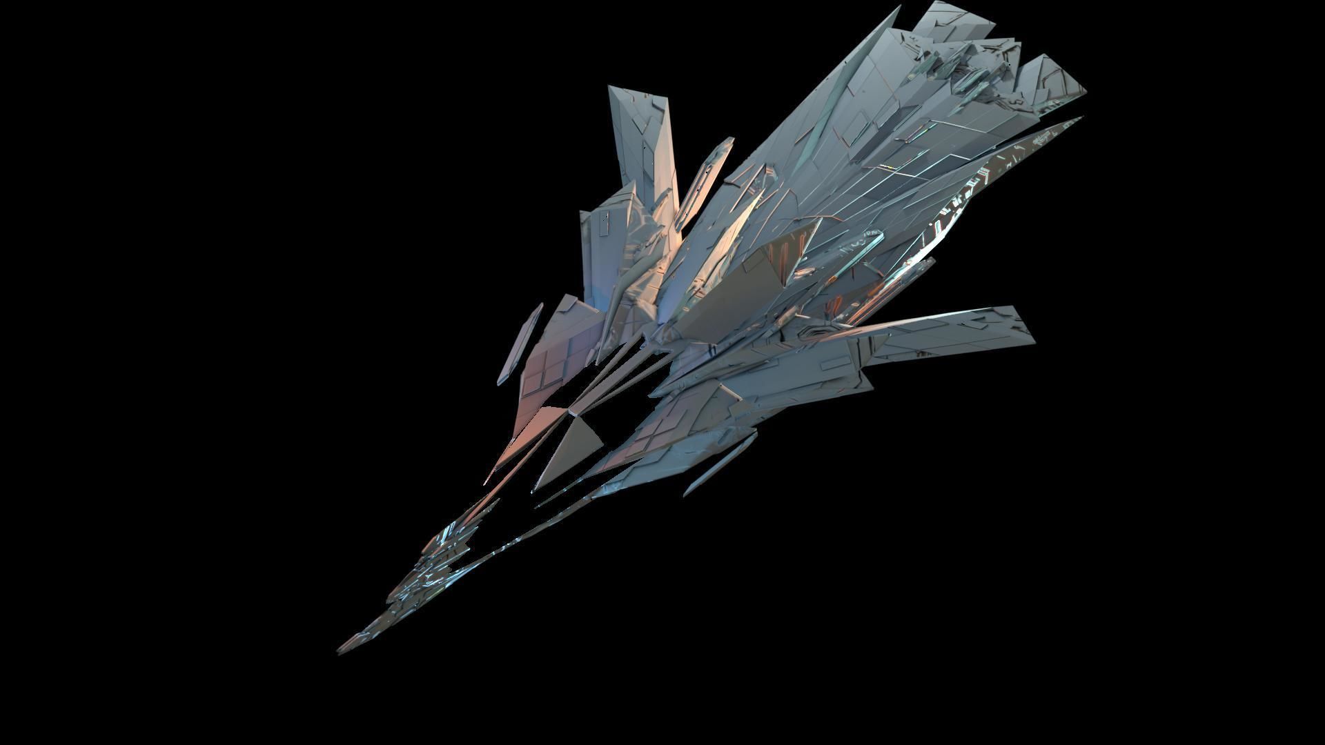3D model Aircraft Jet Plane Sci-Fi Spaceship Space Ship 012 VR / AR ...