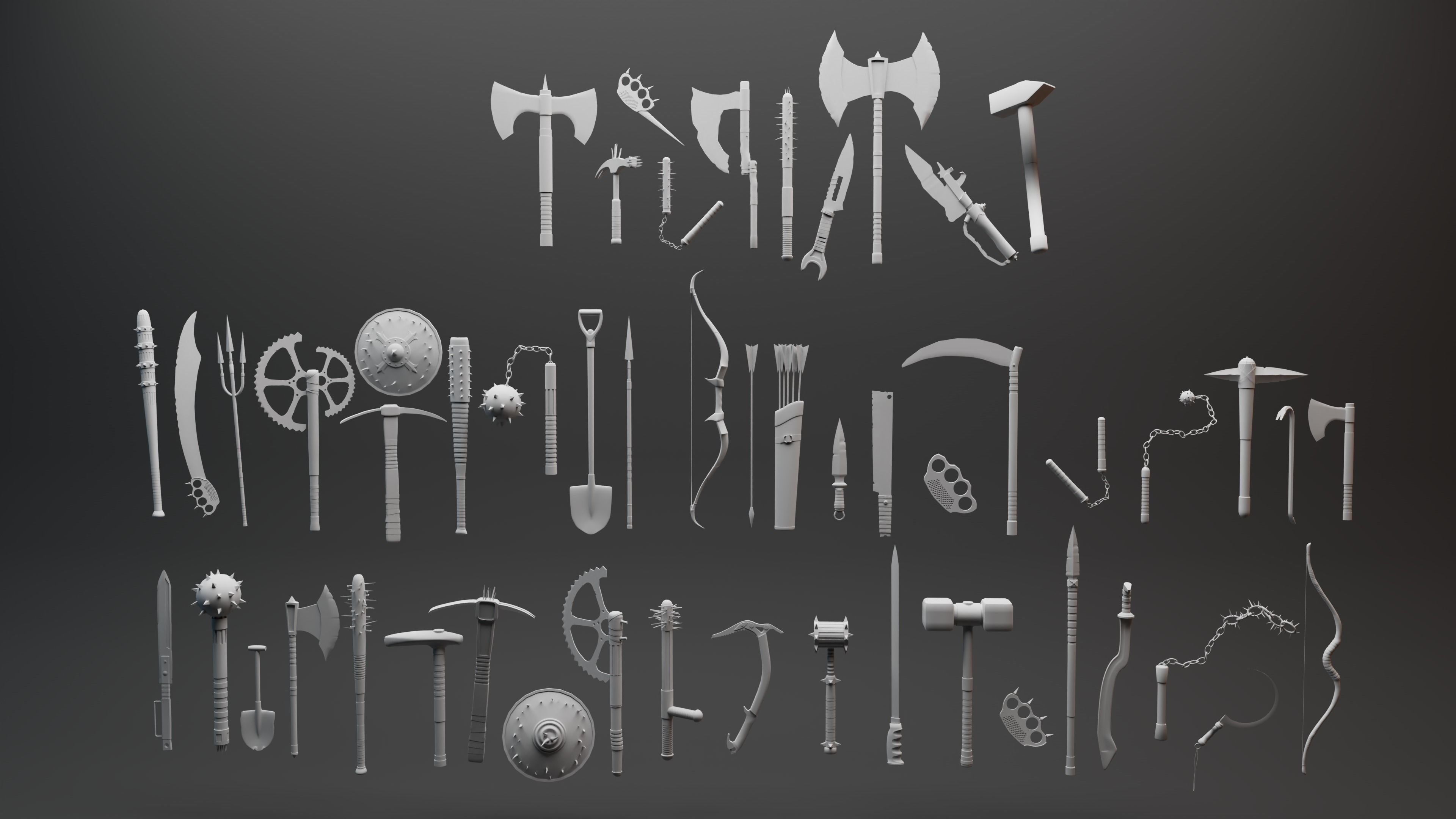 3D model 50 Post Apocalyptic Weapon Base mesh VR / AR / low-poly | CGTrader