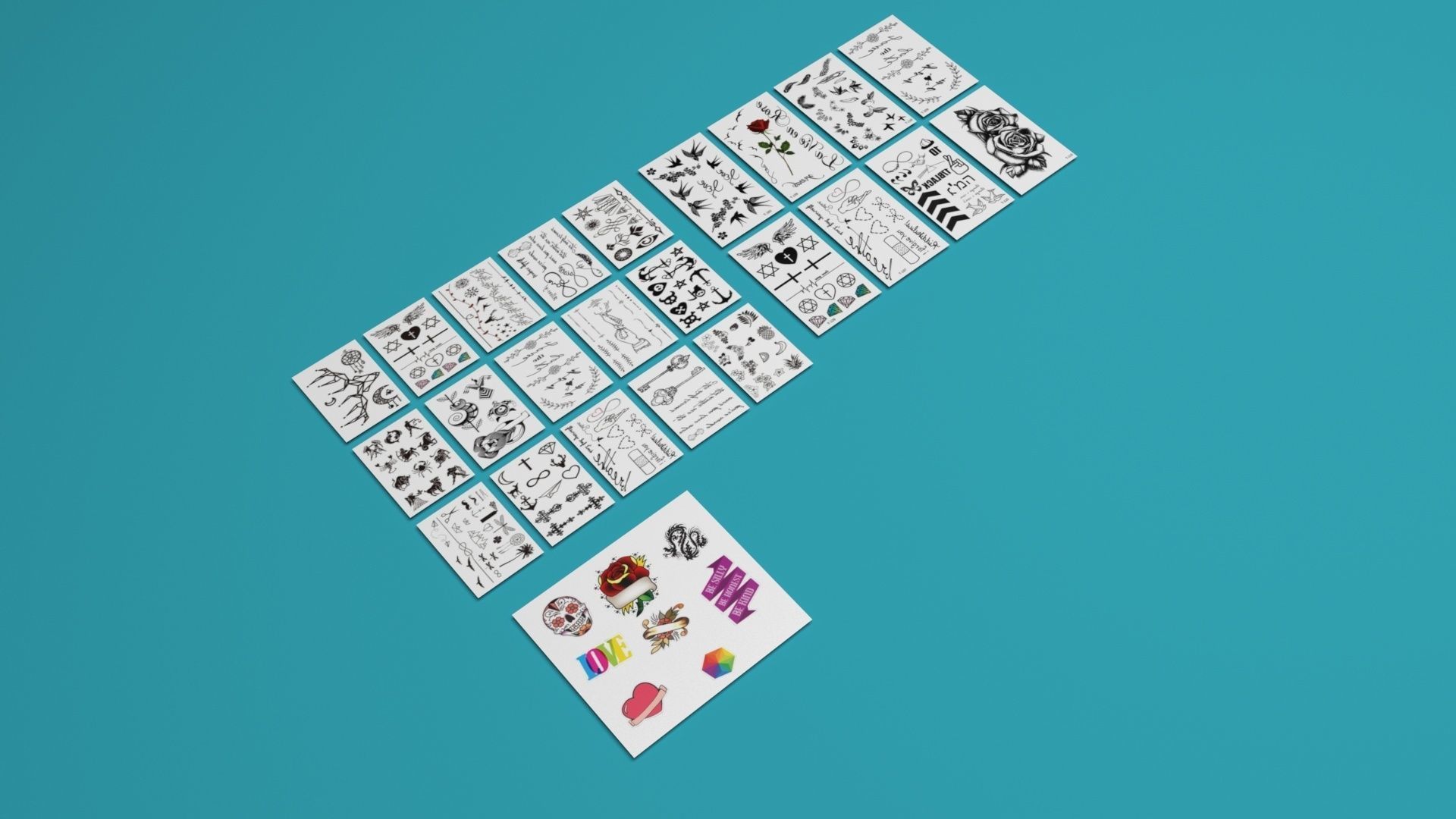 Tattoo Stickers Set 3D model | CGTrader