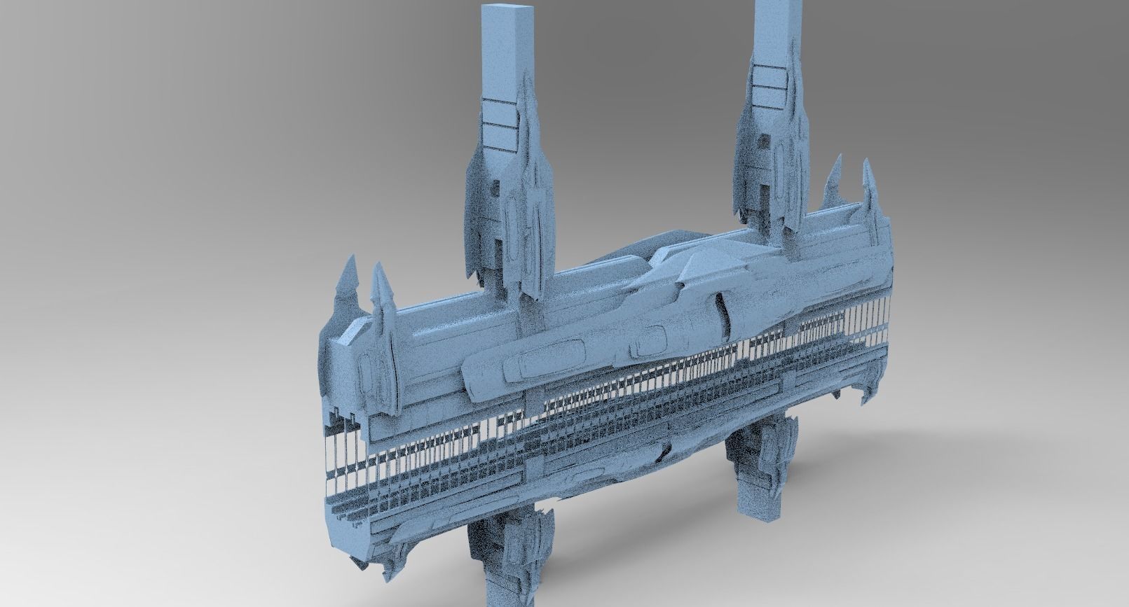 Sci fi Train rail track 3D model | CGTrader